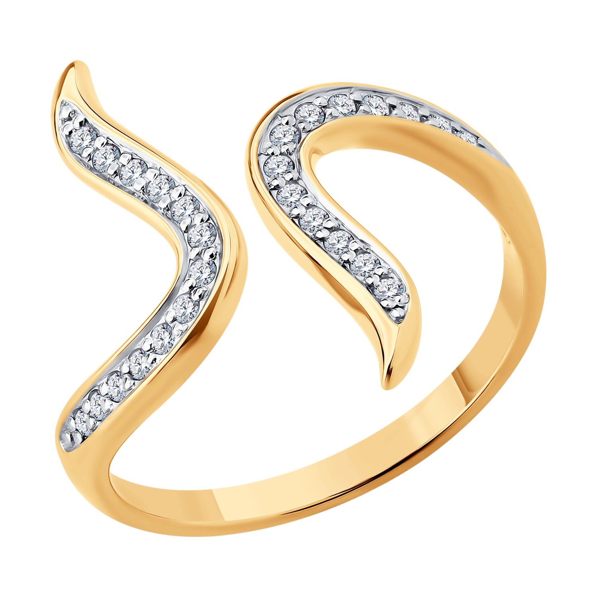 Кольцо, красное золото, 585 проба, фианит