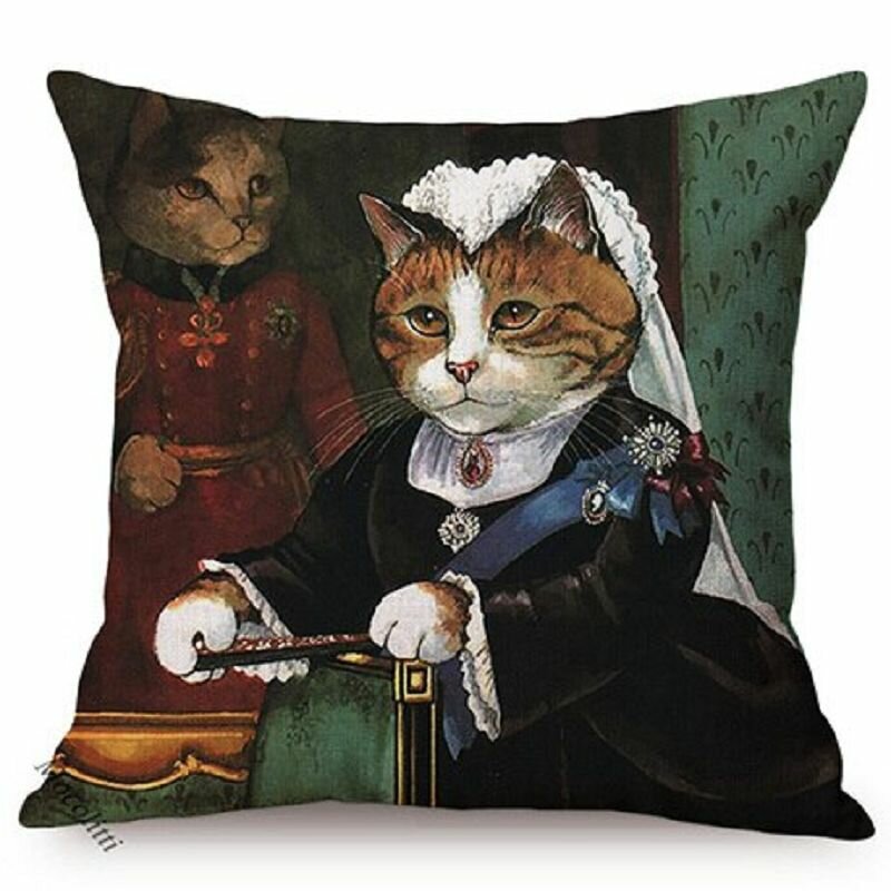 Подушка декоративная Киса Маркиза Живопись 40х40 велюр