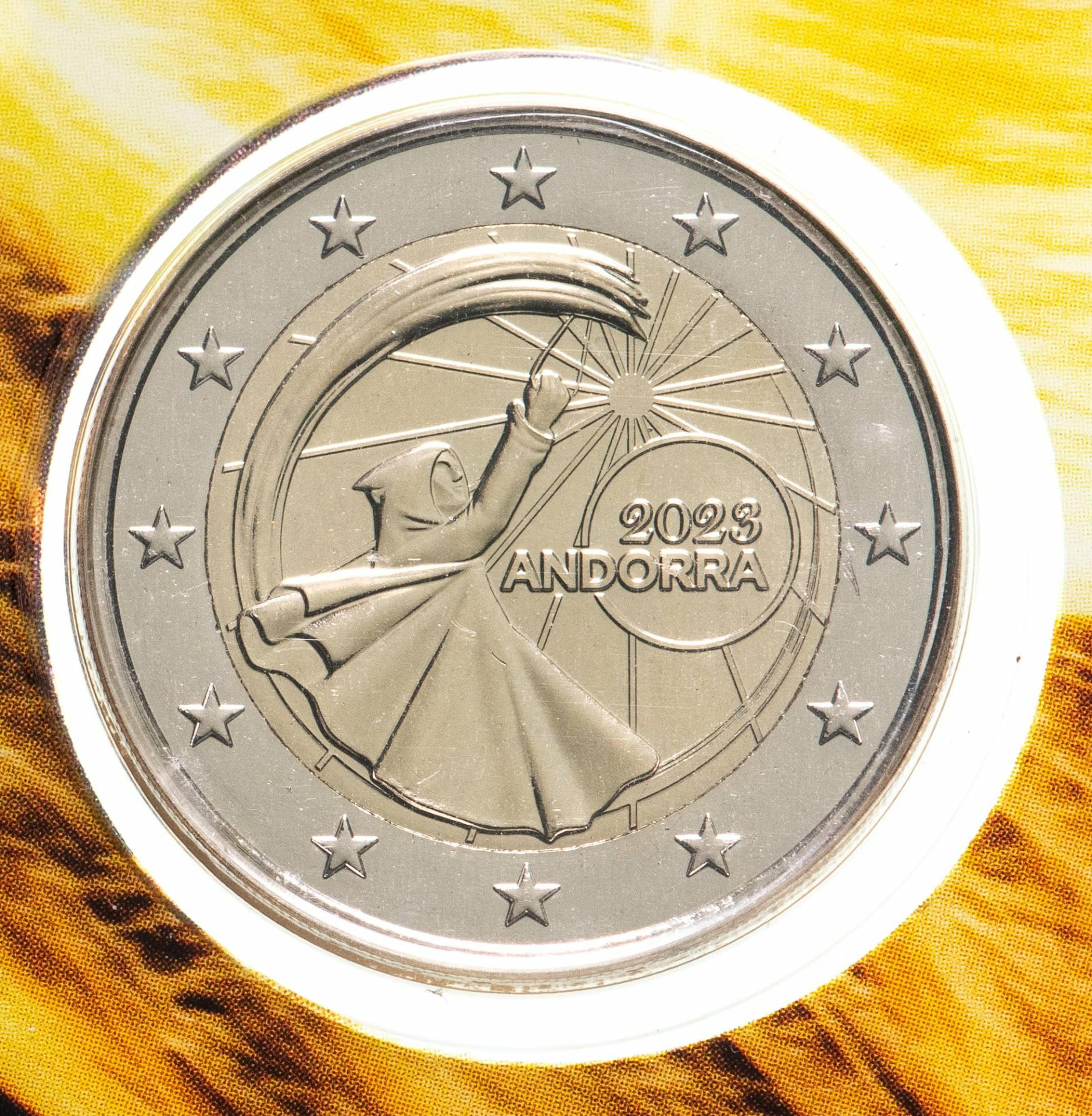 Андорра 2 евро 2023 "Праздник летнего солнцестояния" в блистере, Биметалл, в сохранности UNC