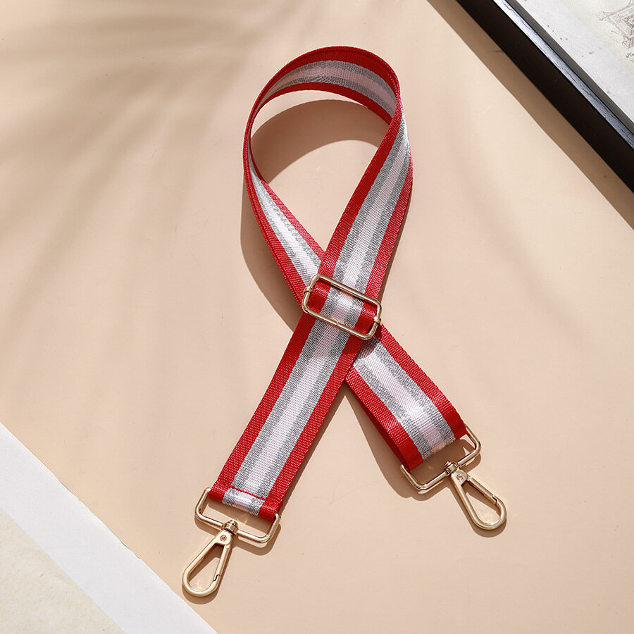 Плечевой ремень, для сумки, универсальный, регулируемый, расширенный, большой красный серебристый