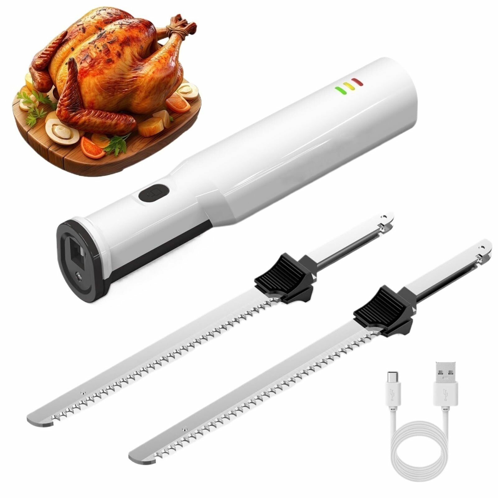 Электрический нож, Два лезвия, можно использовать для нарезки мяса, индейки