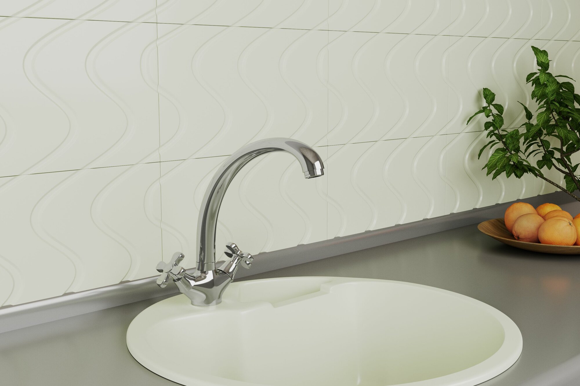 Смеситель для кухни поворотный RUSH Sakhalin, вентильный, хром (SA5350-23)