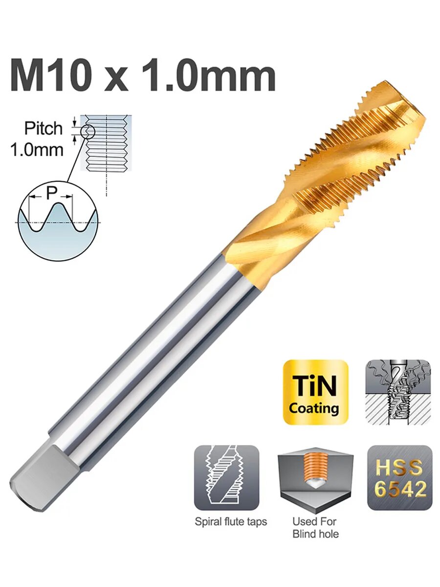 Метчик машинный для резьбы по металлу M10х1