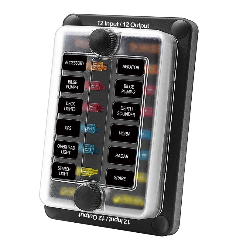 12 каналов, один входящий и один выходящий, общий водонепроницаемый блок предохранителей ATO или ATC