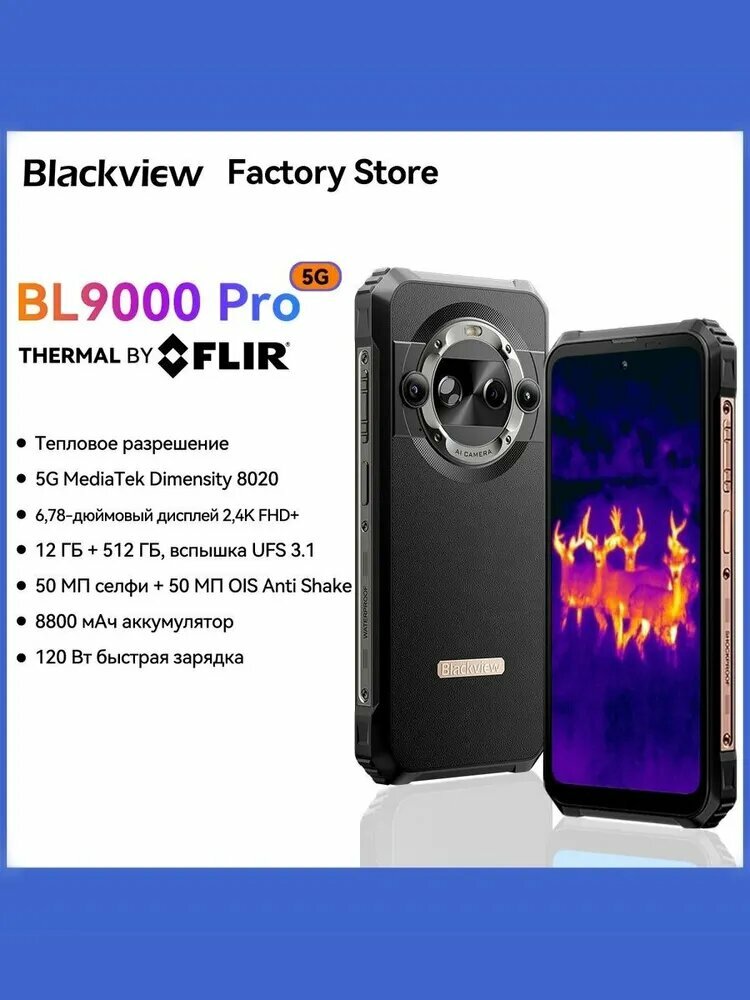 Blackview Смартфон BL9000 PRO Global 12/512 ГБ, черно-серый
