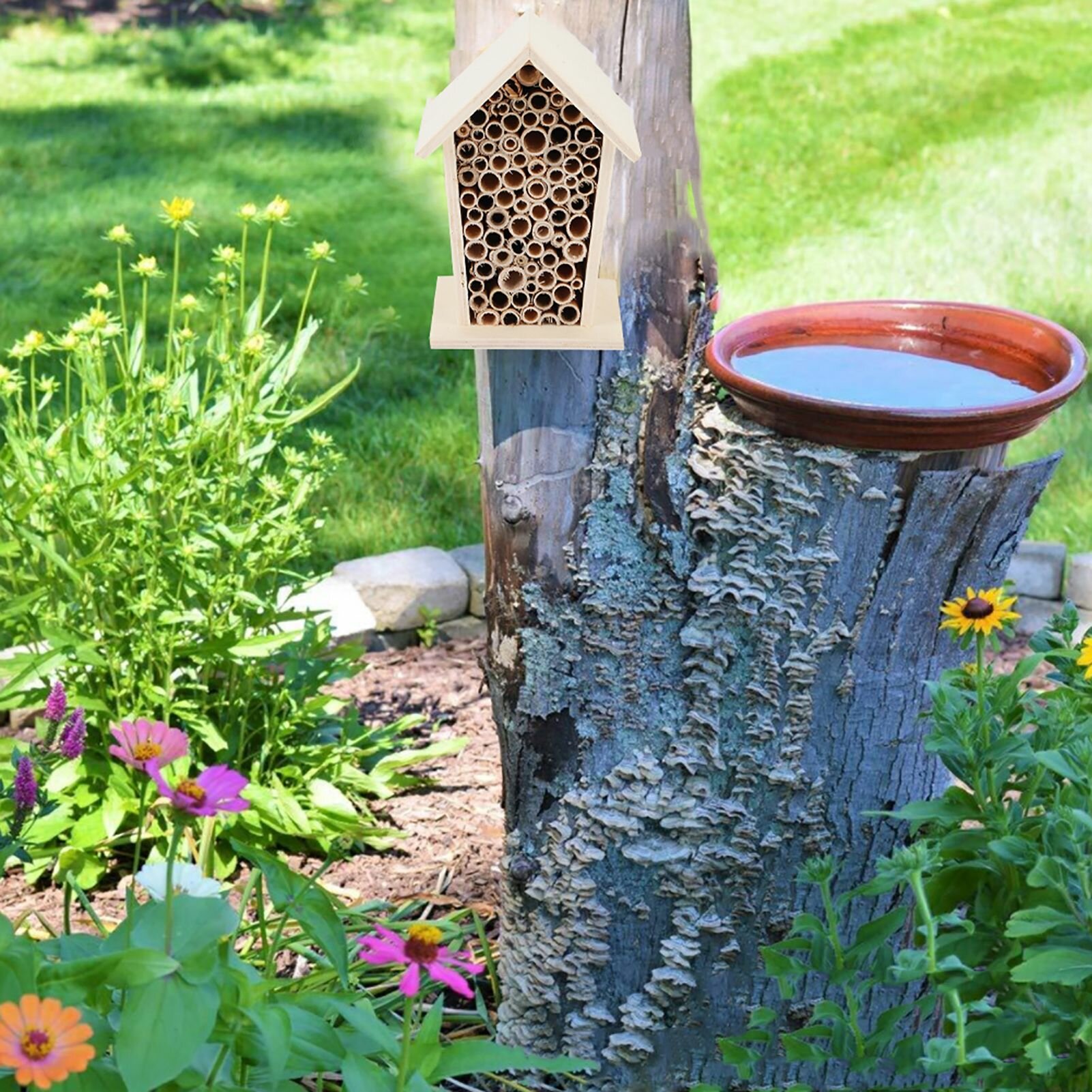 Деревянный домик для насекомых, пчелиный домик, деревянный скворечник для украшения сада на открытом воздухе