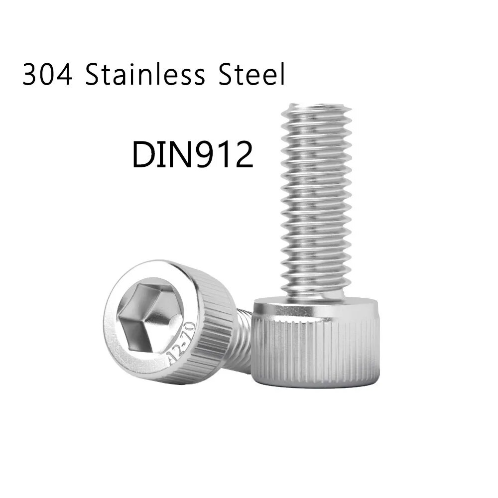 Болты HUI JI шестигранные из нержавеющей стали 304 DIN912 M6 (20Pcs), 304 Stainless Steel, 18mm