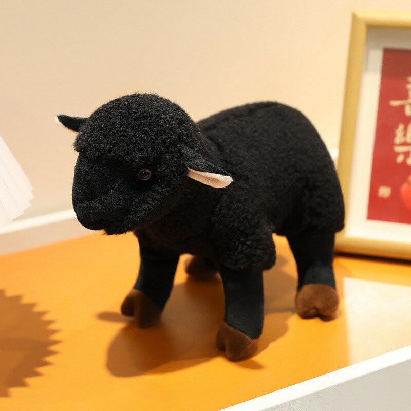 Игрушка овечка коллекция мягкая короткий ворс подарок для детей и коллекционеров черный 18x14 см