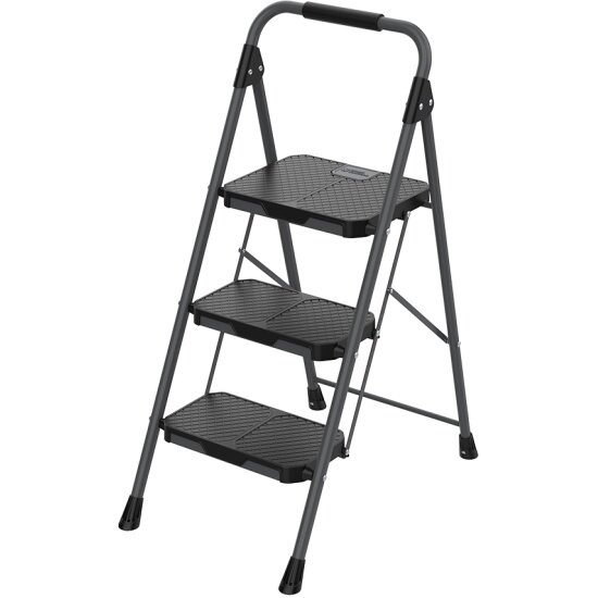 Стремянка Smart Solutions Stable, 3 ступени, 1 м, черная, SS0000354