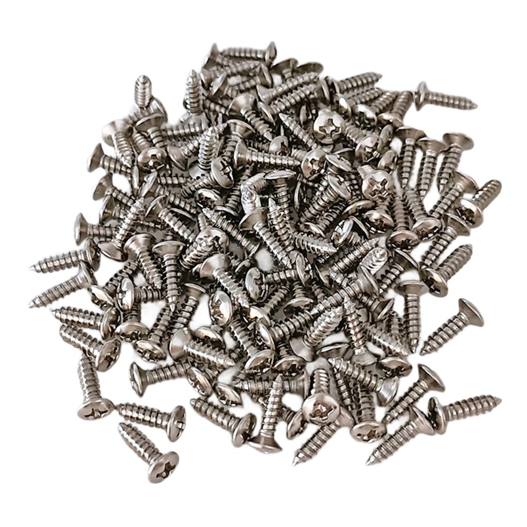 1 набор из 100 винтов для защиты звукоснимателя электрогитары 3x12 мм, серебристый