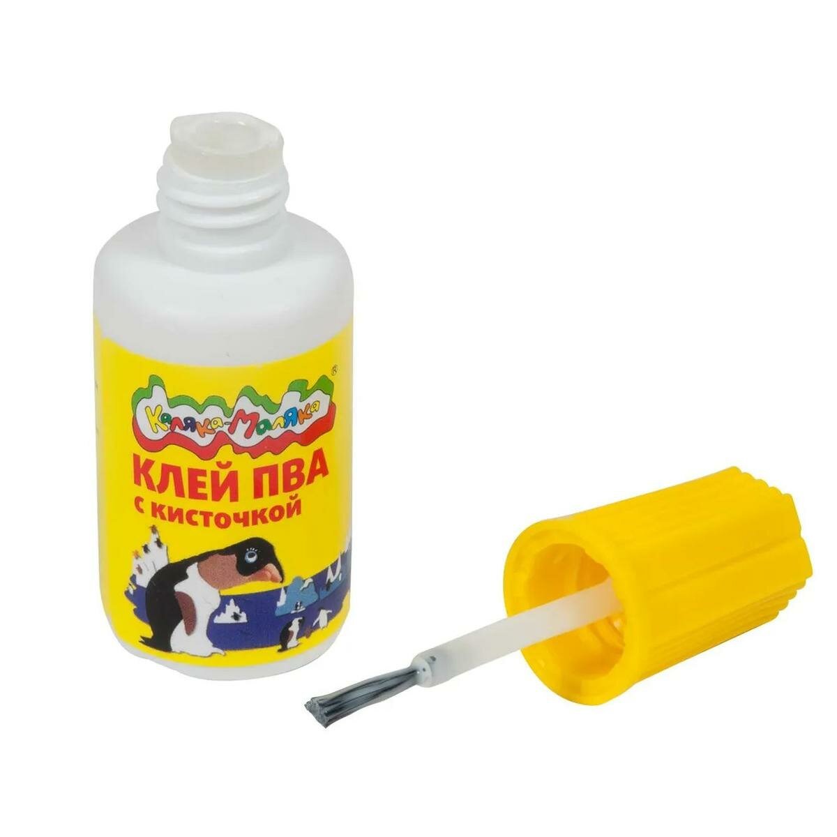 Клей ПВА с кисточкой 20гр, универсальный, для бумаги, ткани, дерева, Россия