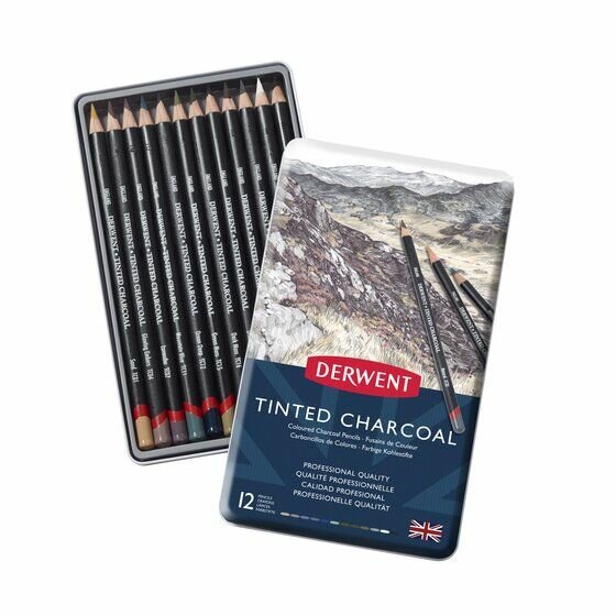 Набор карандашей Derwent Tinted Charcoal 12цветов