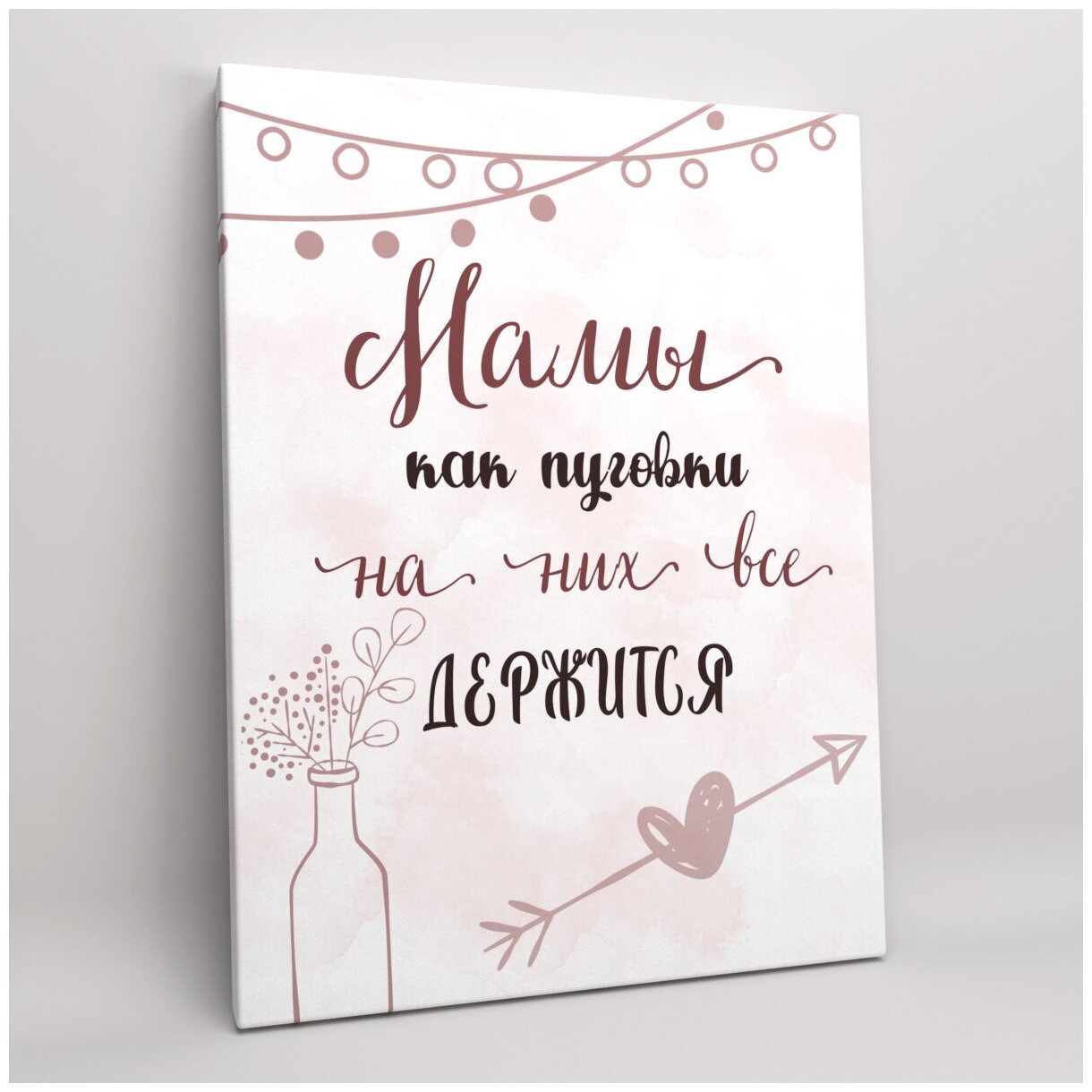 Интерьерный постер (картина) "Мамы как пуговки" на холсте с подрамником, подарок на 8 марта, размер 30х40
