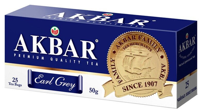 Чай в пакетиках Акбар AKBAR Граф Грей, 24 упаковки по 25 пакетиков