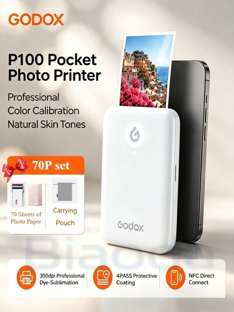 Godox P100 Карманный фотопринтер color portable может быть подключен к мобильному телефону NFC беспроводной связи Bluetooth