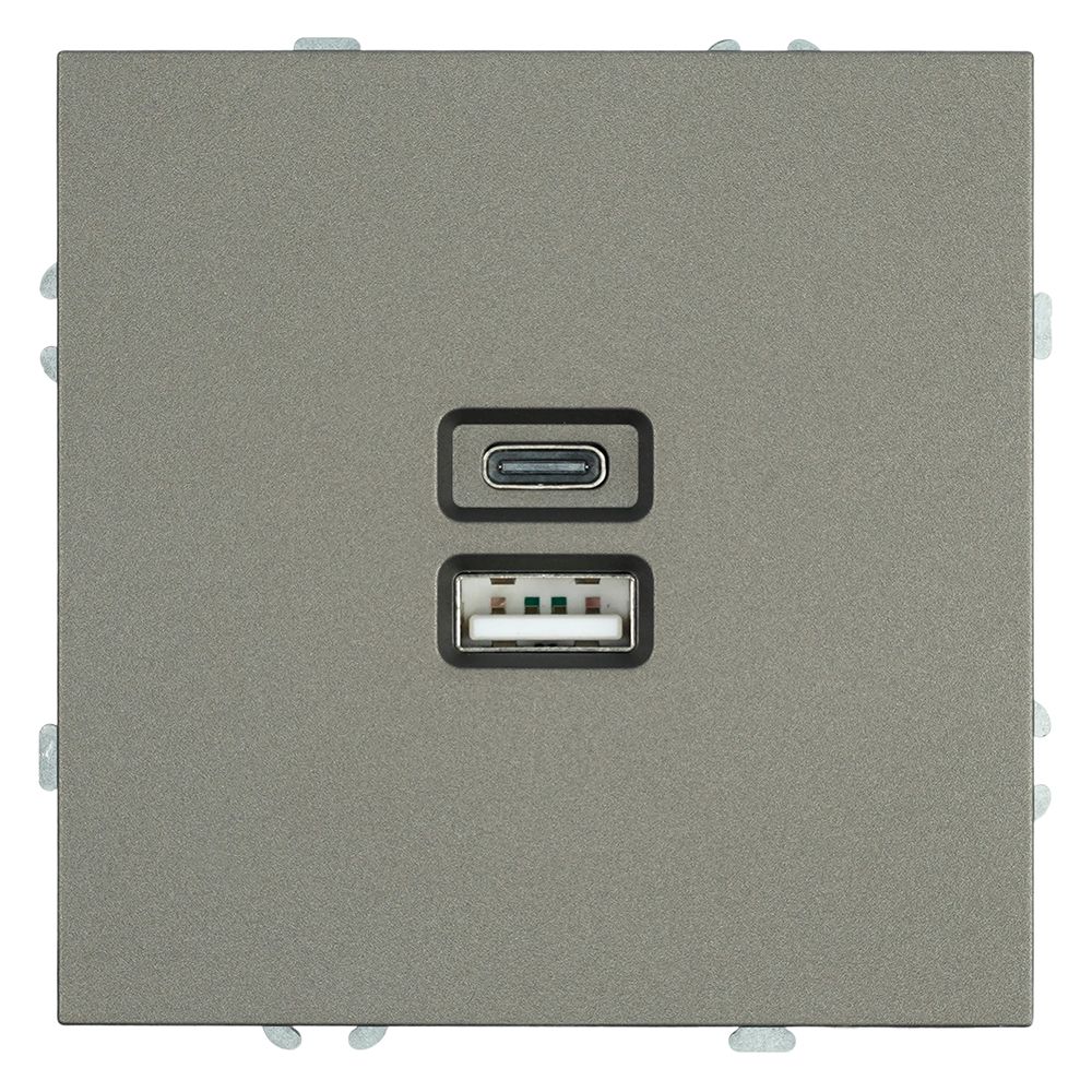 Розетка 2-местная USB + Type C (механизм), STEKKER, 250В, 20W, серия Эмили, RST10-5115-09