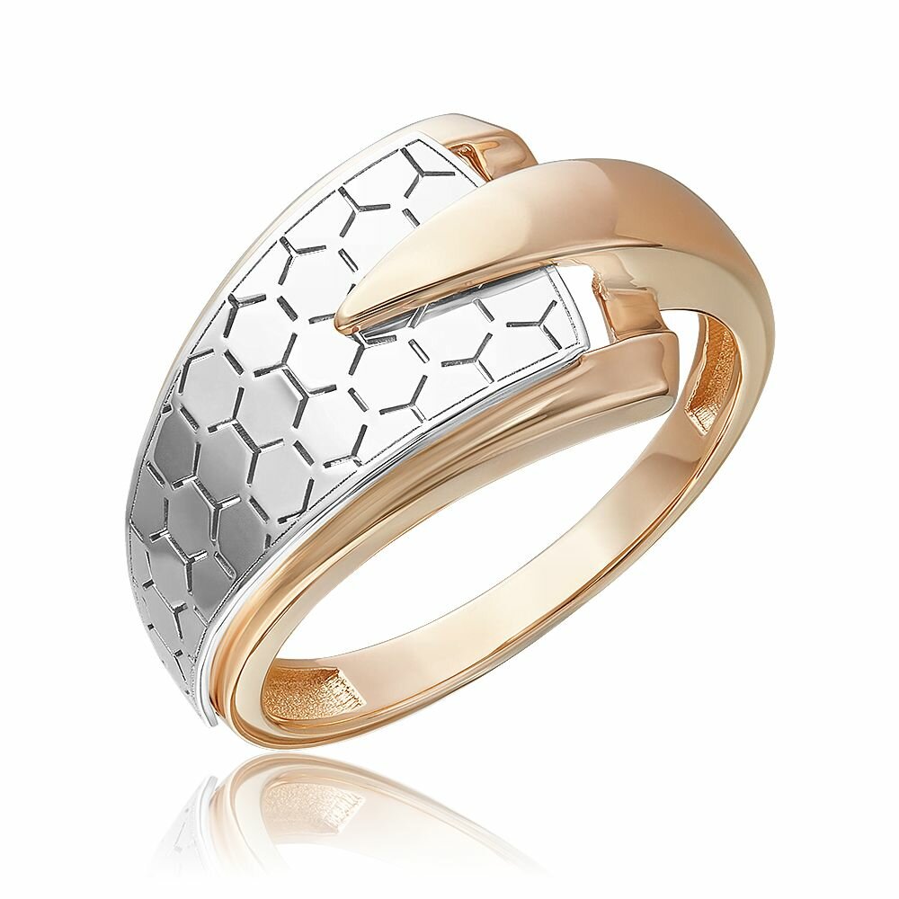 Кольцо, комбинированное золото, 585 проба, родирование