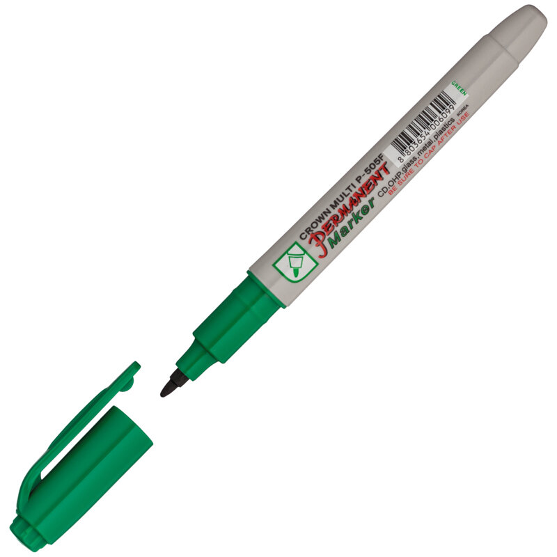 Маркер 2 шт. перманентный Crown "Multi Marker Super Slim" зеленый, пулевидный, 1мм