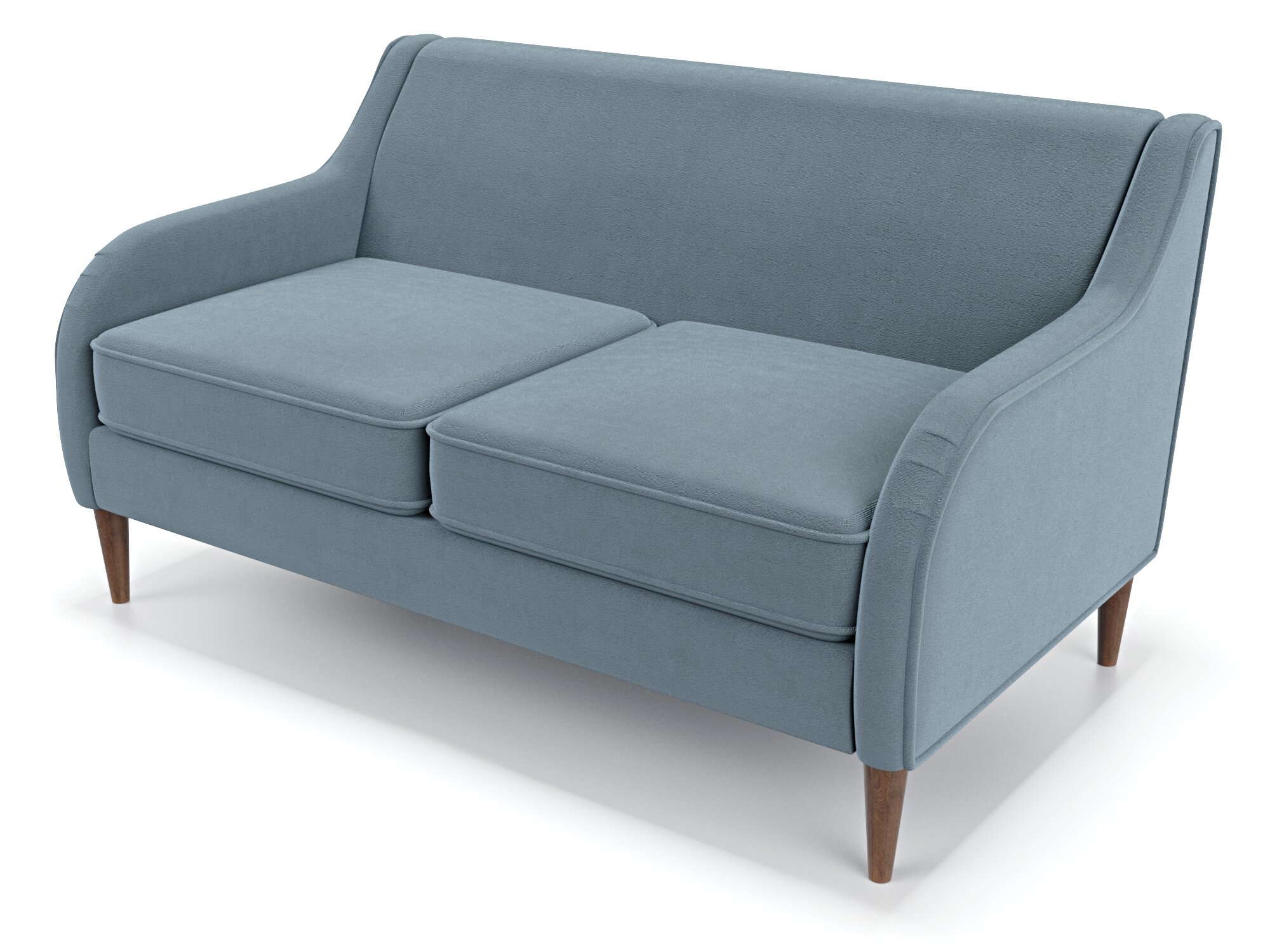 Дизайнерский прямой диван Soft Element Вектор Light Blue, двухместный, деревянные ножки, велюр, свело-синий, современный