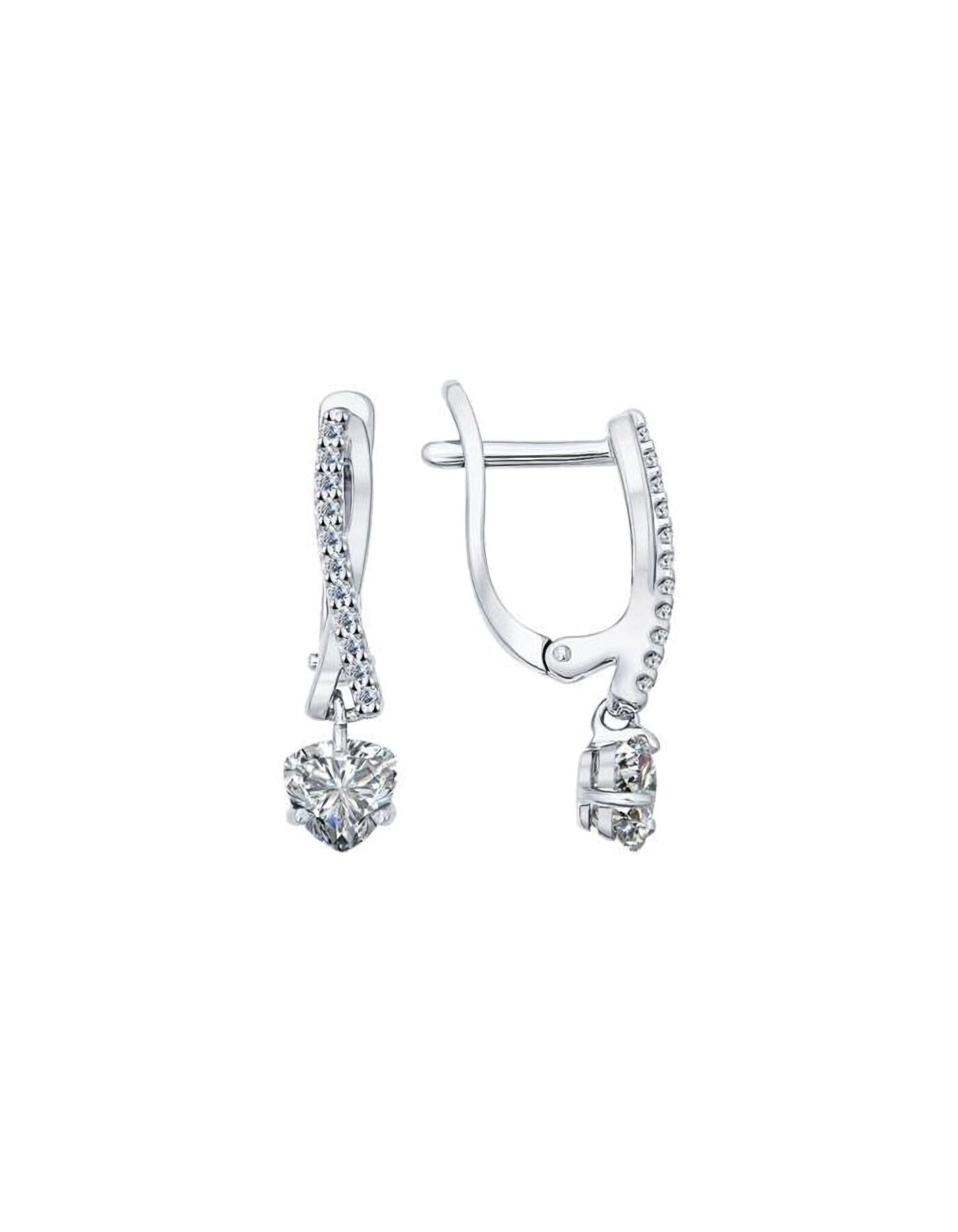 Серьги, серебро, 925 проба, родирование, фианит