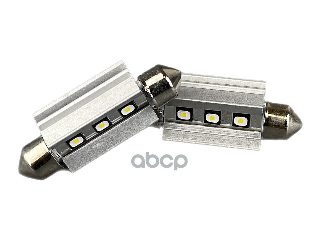 Лампа светодиодная 12V T11 салон. 41мм 3 диода SMD белая, 125Lm, 5000К, Canbus, (SV8.5) LEDISON арт. C5W41 -