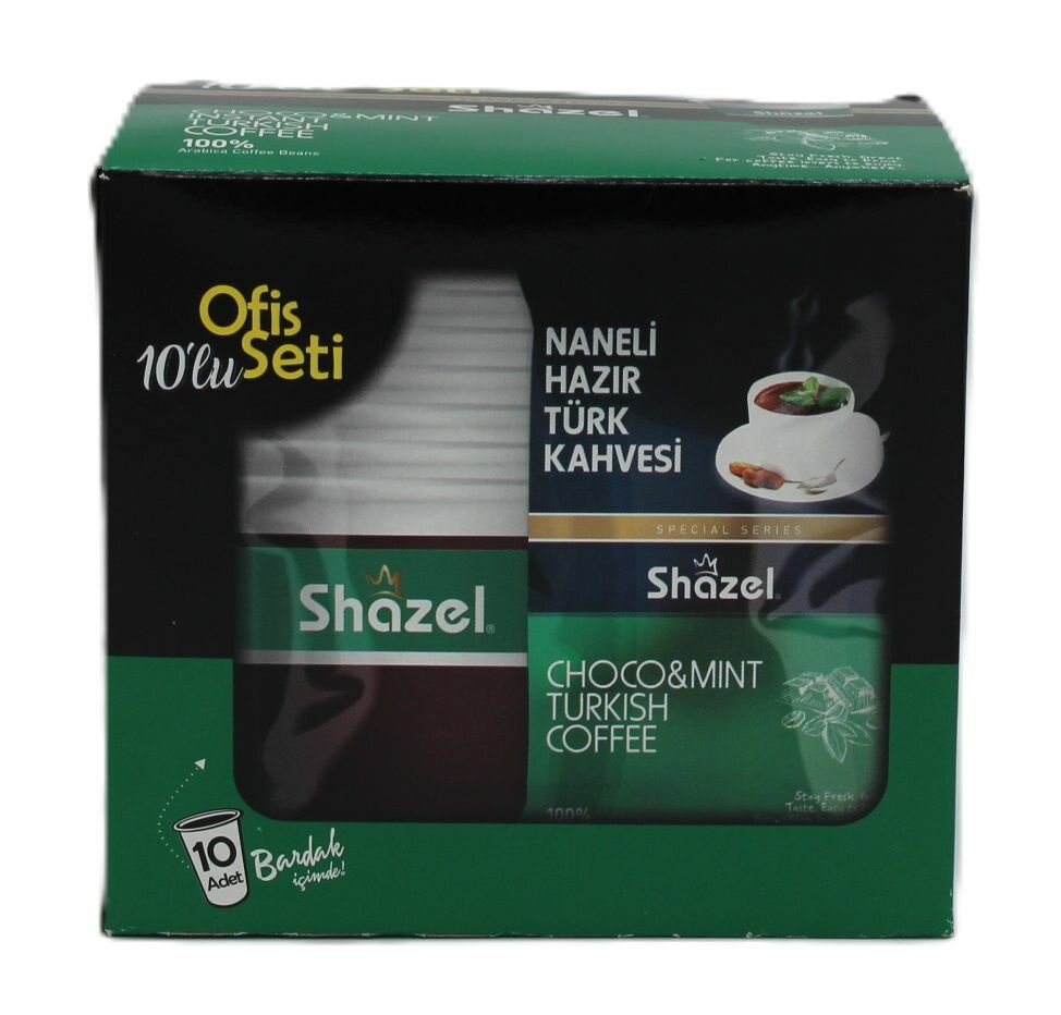 Турецкий Кофе Shazel молотый со вкусом мяты 10 пакетиков*12г