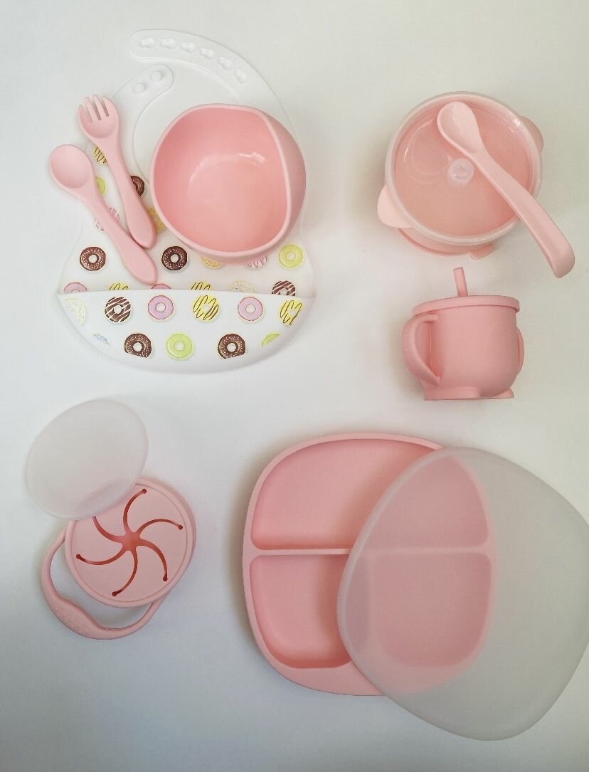 Набор детской посуды на присосках из пищевого силикона