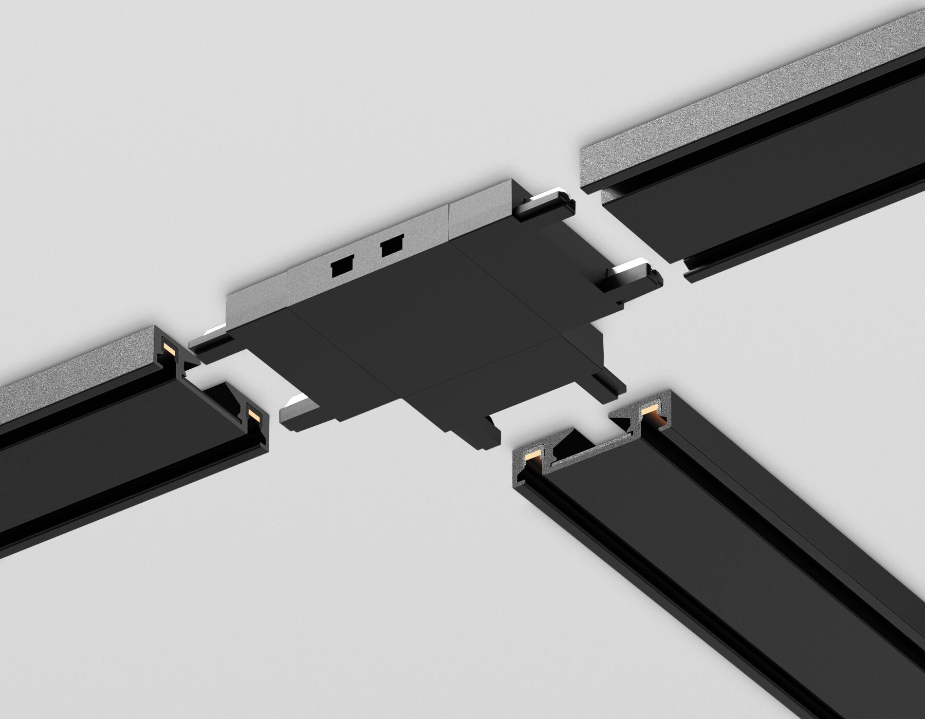 Коннектор T-образный для накладного магнитного шинопровода Ultra Slim, IP20 48V 46*36*6, черный