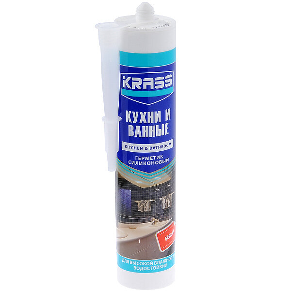 Герметик белый 8306703/5351 KRASS 300 мл для кухни и ванны силиконовый (Carina Silicones)