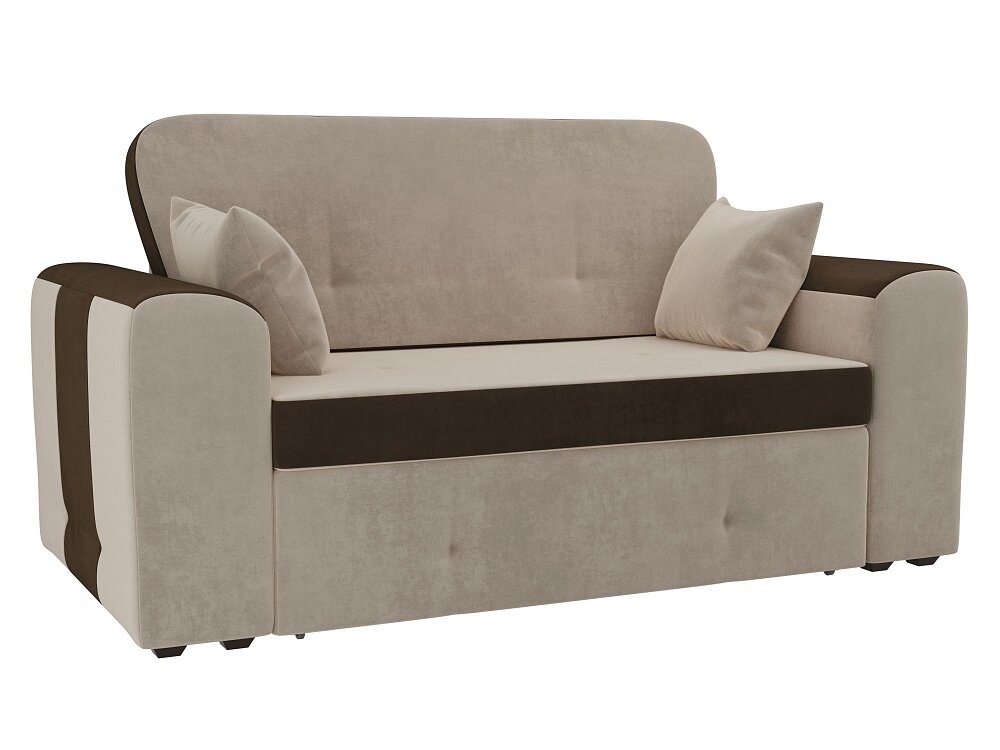 Детский диван Форте Бежево-Коричневый Велюр, выкатной, 170х97х95 см, с ящиком для белья