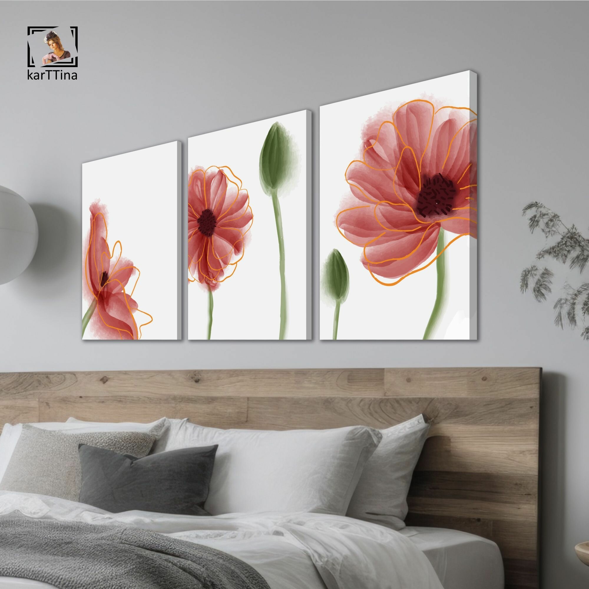 Картина на стену, интерьерная "туманные цветы", 150 см х 70 см