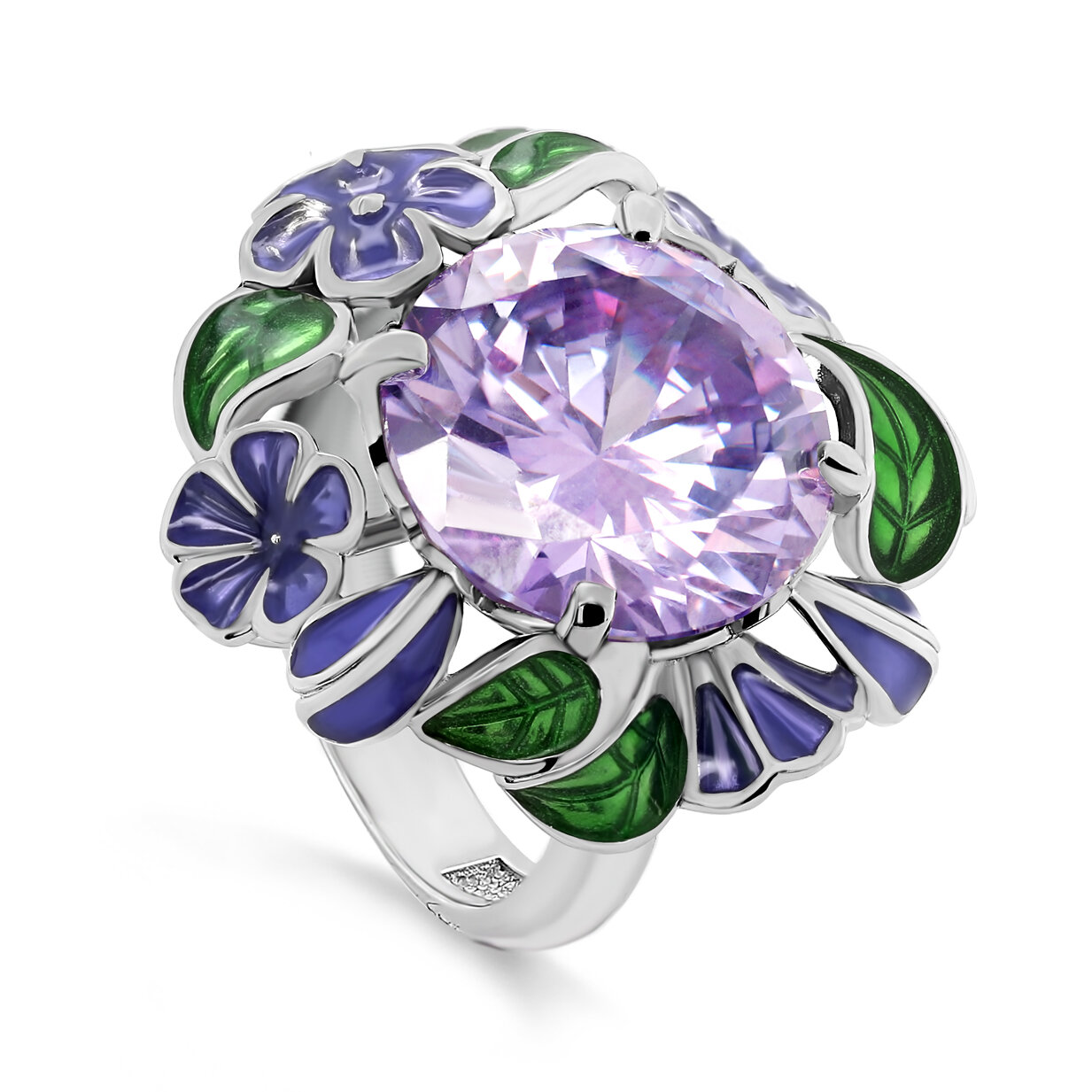Кольцо, серебро, 925 проба, фианит