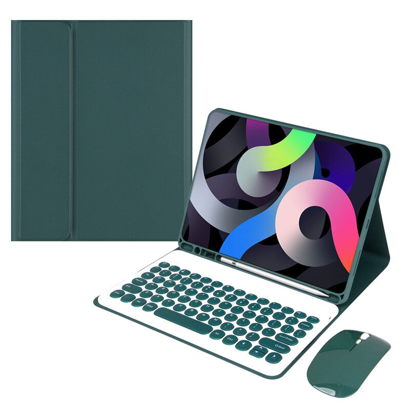 Клавиатура и мышь Swiss German Pro11, для iPad 10.2, 10.5, кожаный чехол, темно-зеленый