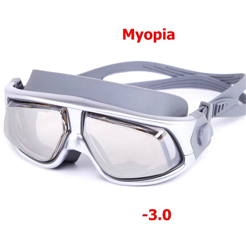 Очки для плавания WHALE с диоптриями Grey -300