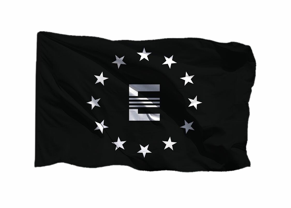 Флаг Анклава из Fallout Фоллаут на чёрном фоне, 90х135 см на шёлке для ручного древка