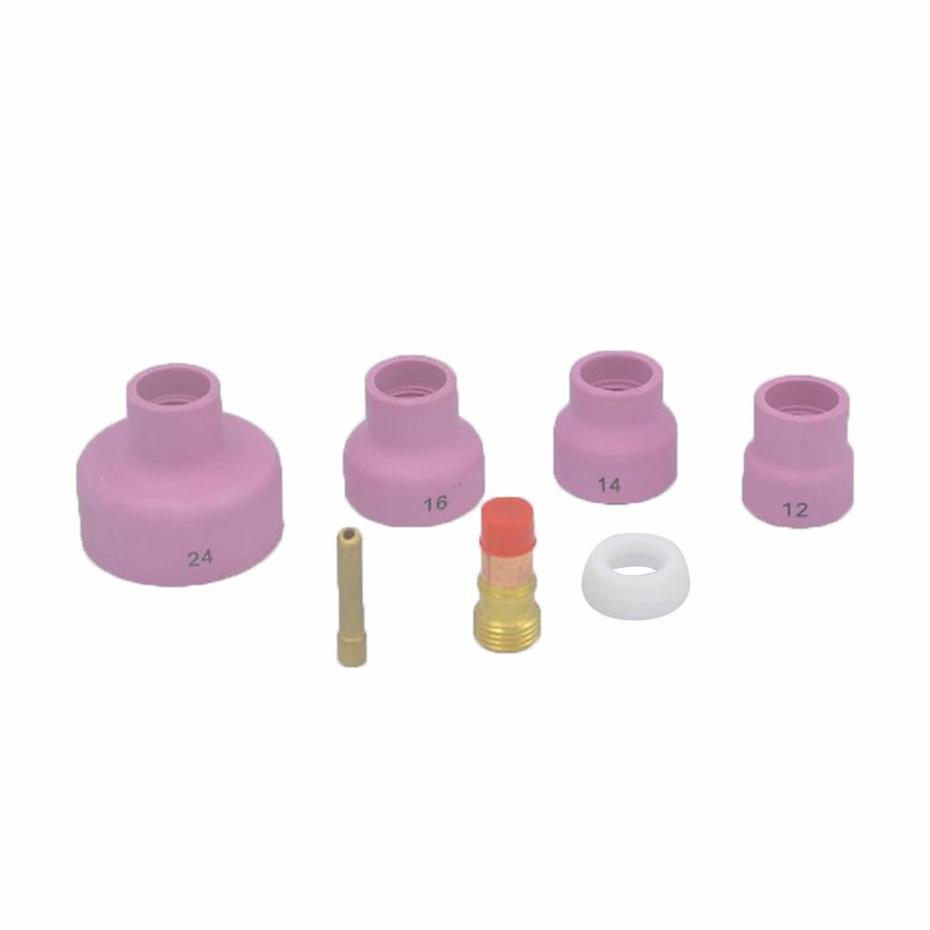 (1 комплект из 7 предметов) Фарфоровая насадка для чаши и стаканчика, керамическая с большим горлом, принадлежности аргонодуговой сварочной горелки TIG