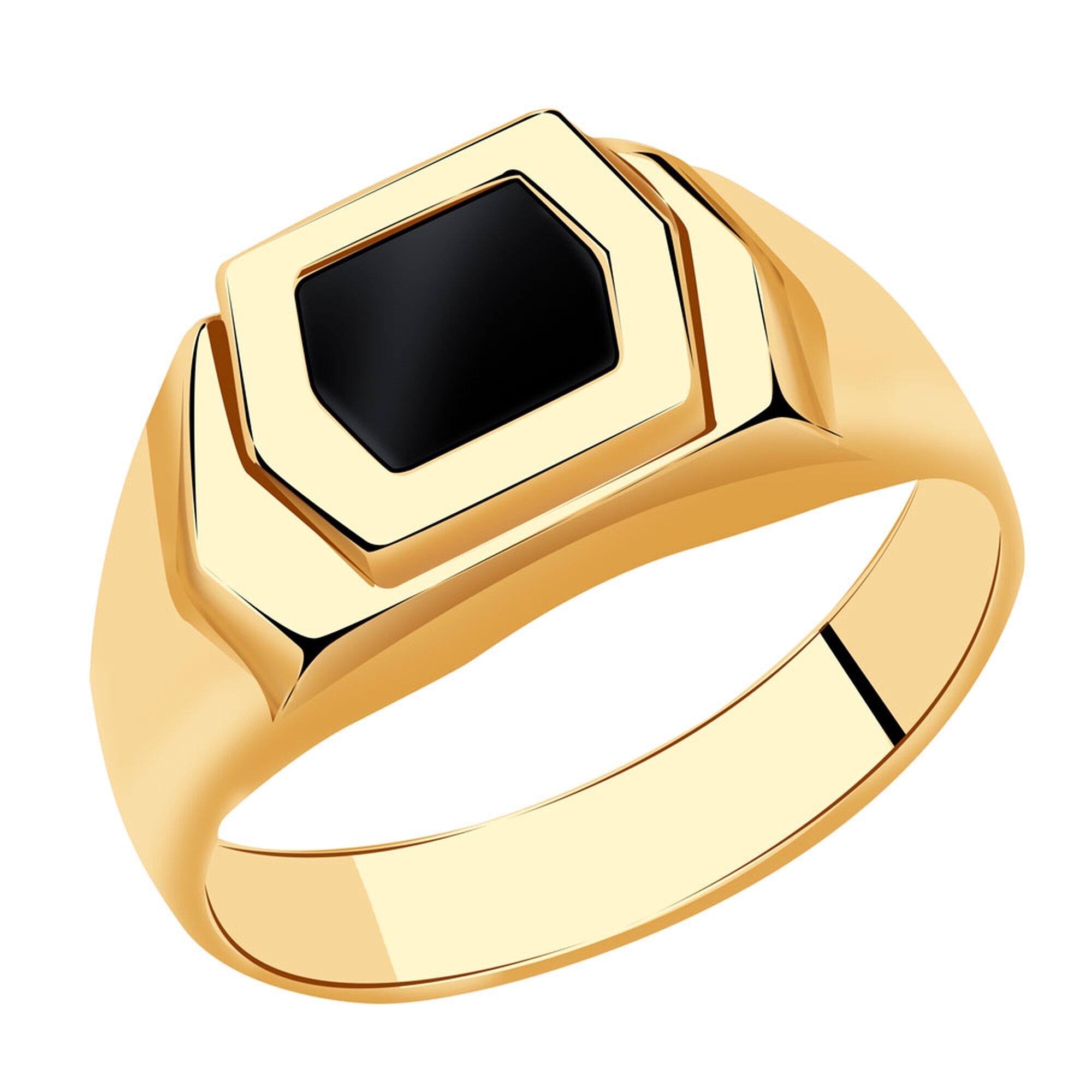 Печатка, красное золото, 585 проба, оникс