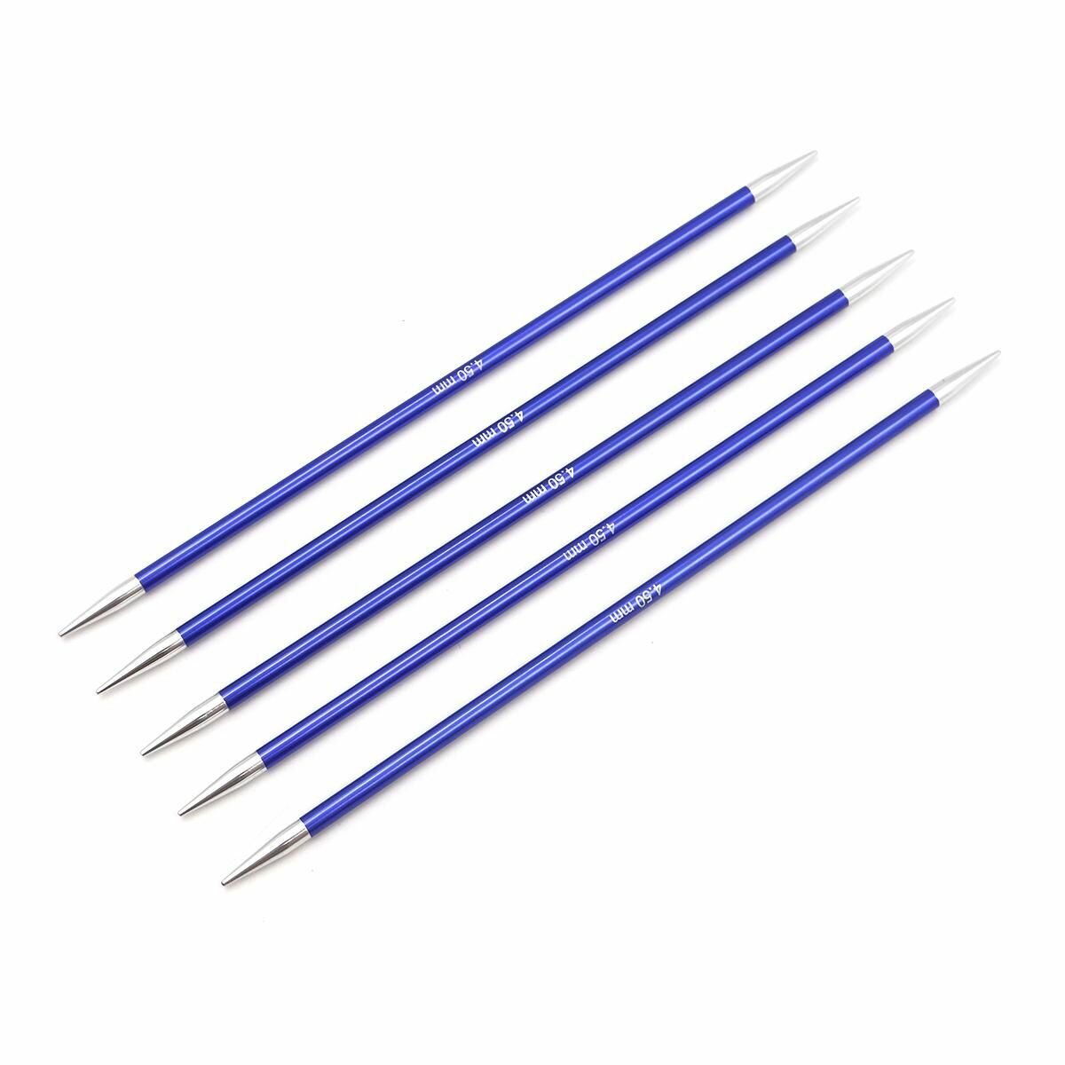 Спицы для вязания KnitPro носочные Zing 4,5 мм х 20 см, алюминий, фиолетовый, 5 шт