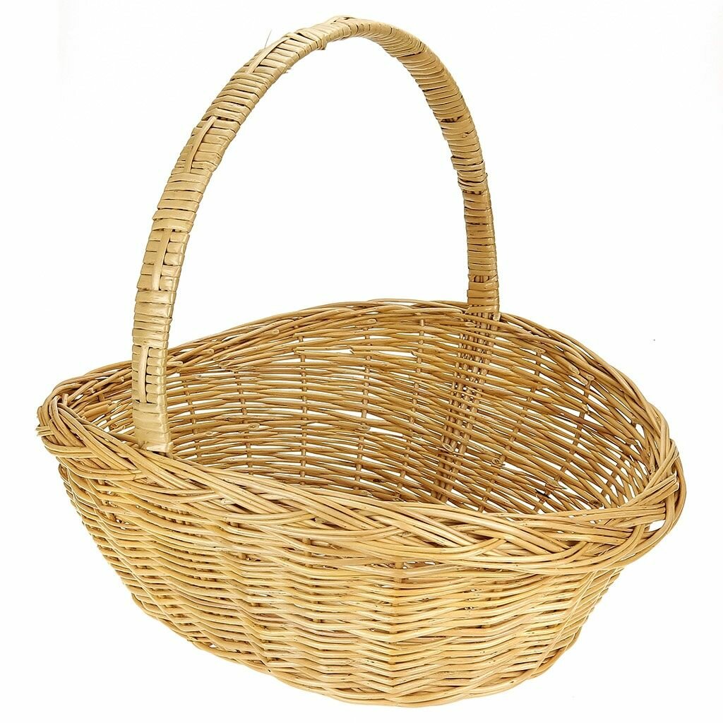 Корзина Вятская корзина плетеная "Фрукт-2" 41х45 см, высота борта 13-18 см, высота с ручкой 40 см, овальная глубокая, лоза ручное плетение (НХП0082/2)