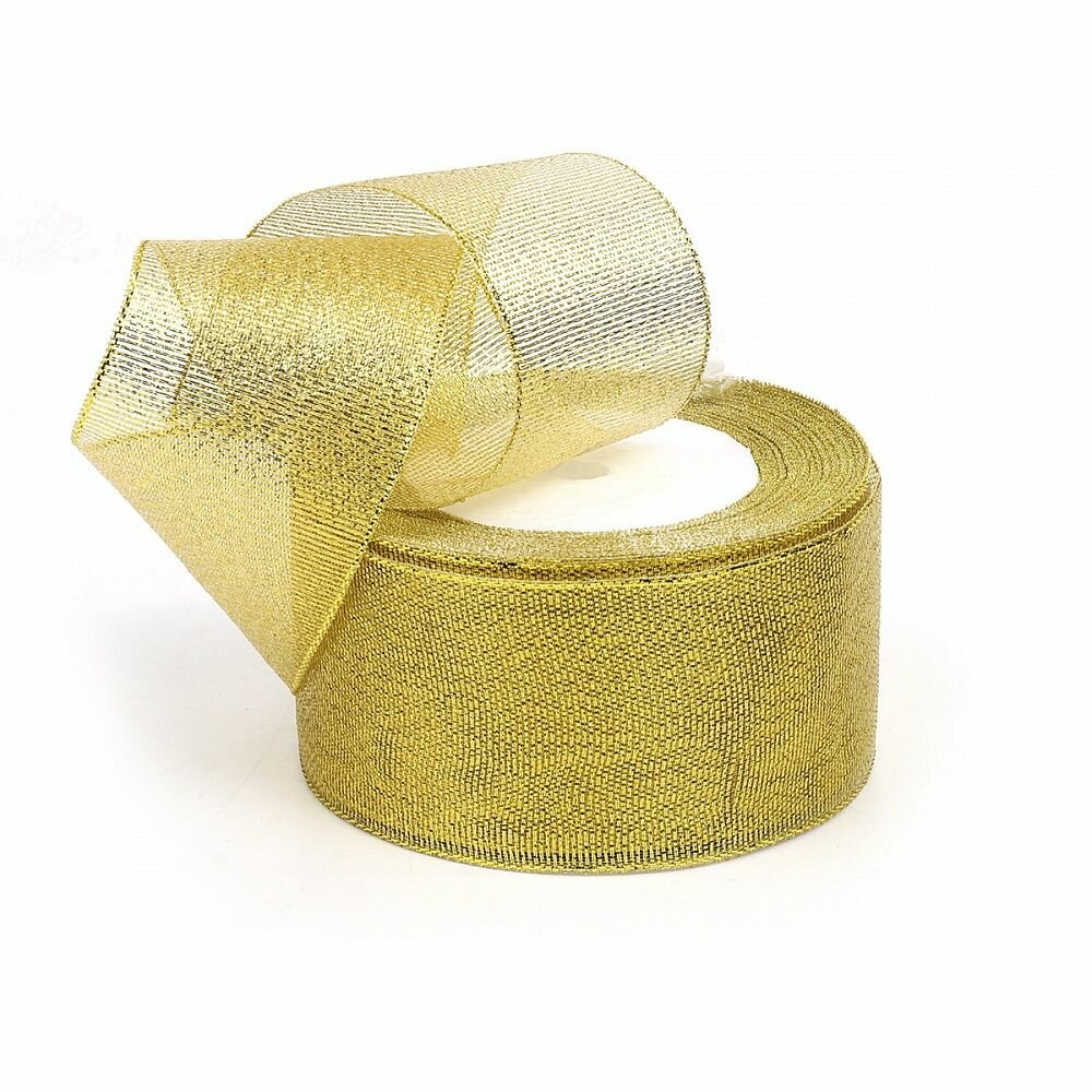 Парчовая лента Magic 4 Hobby золотистая, 50 мм, в индивидуальной упаковке, ролик 22,85+-1 м