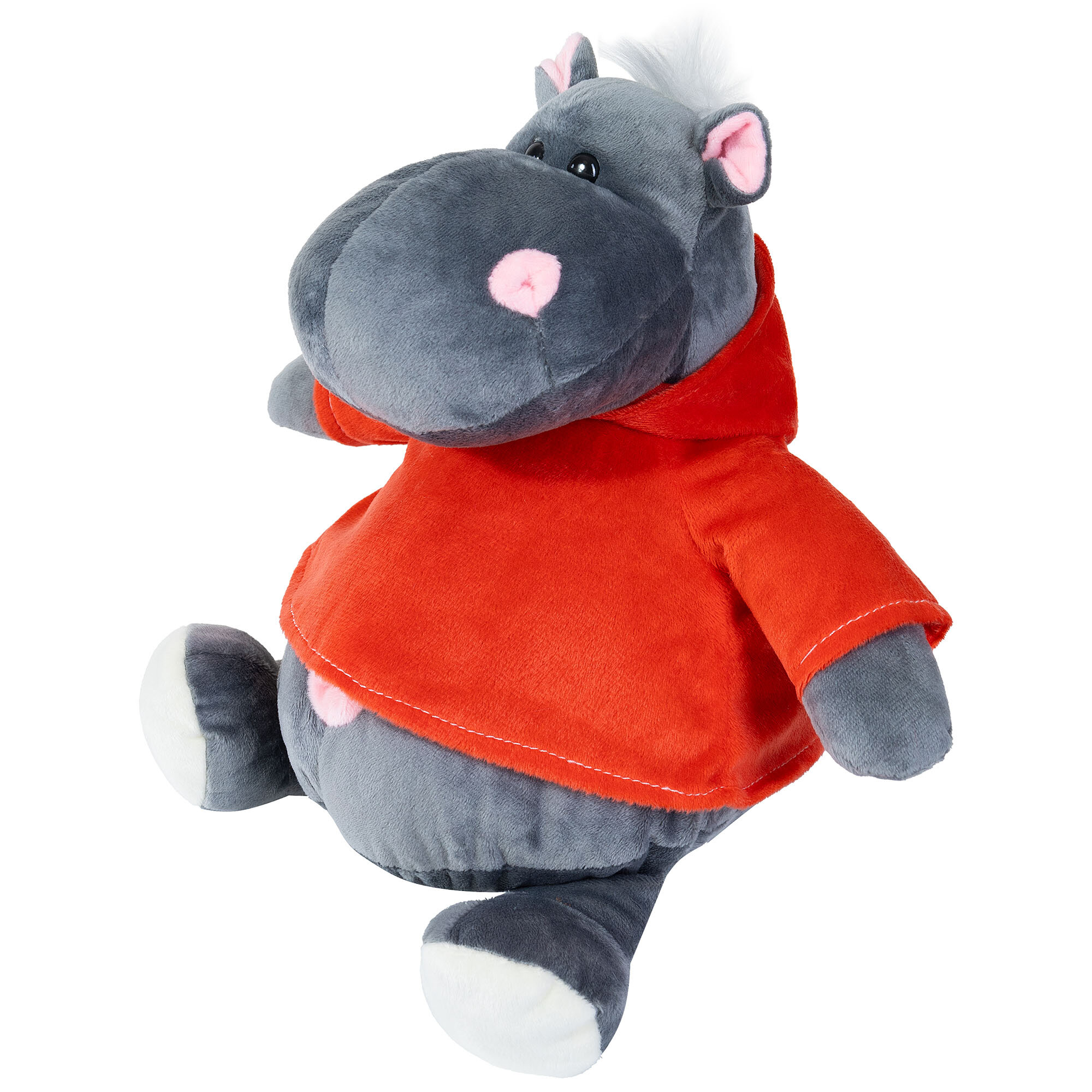 Мягкая плюшевая игрушка Бегемот Харди 27 см в красной толстовке (03569)