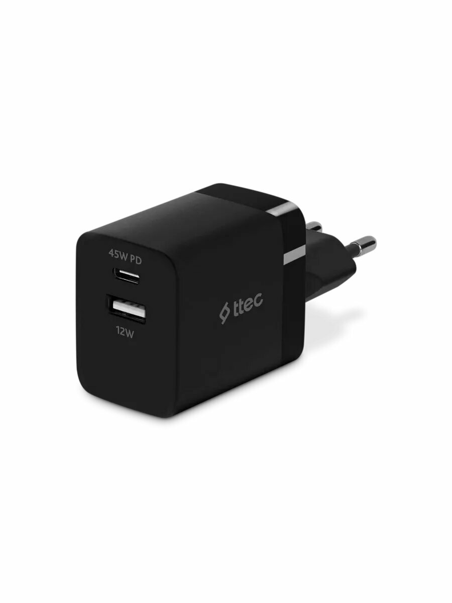 Сетевое зарядное устройство TTEC SmartCharger 45W PD Duo Travel Charger USB-C+USB-A. Цвет: белый