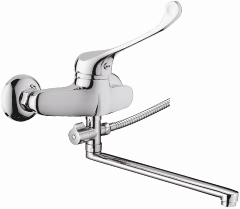 Смеситель для ванны D-Lin D140427 универсальный, с душевым гарнитуром, медицинский, локтевой, хром
