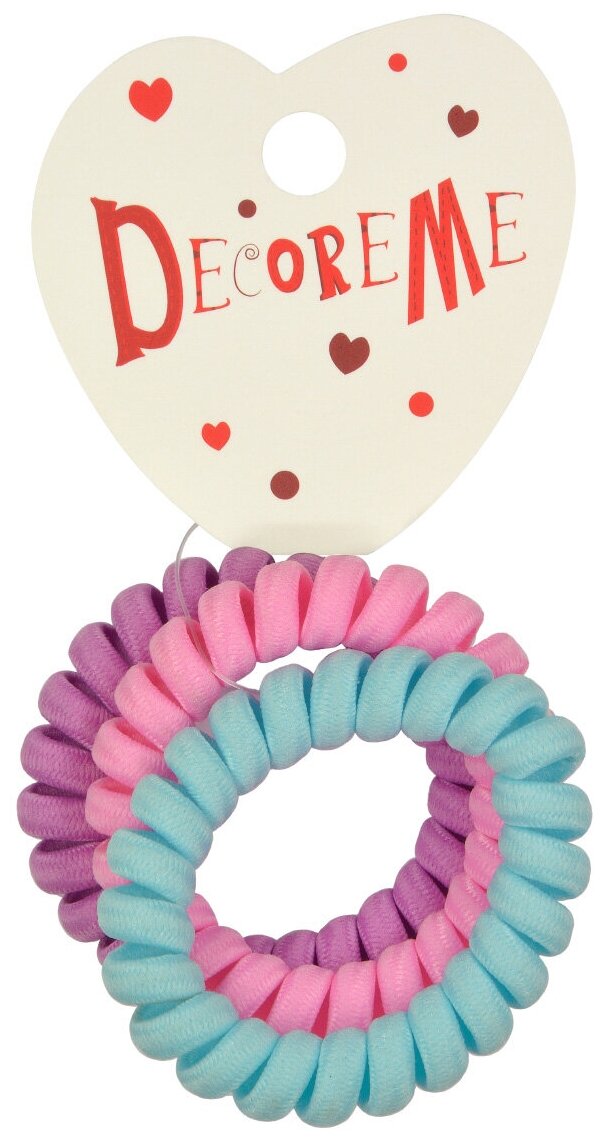 Резинка для волос спиральная В тканевой оплетке 3 ШТ микс , Арт. 2-712/211