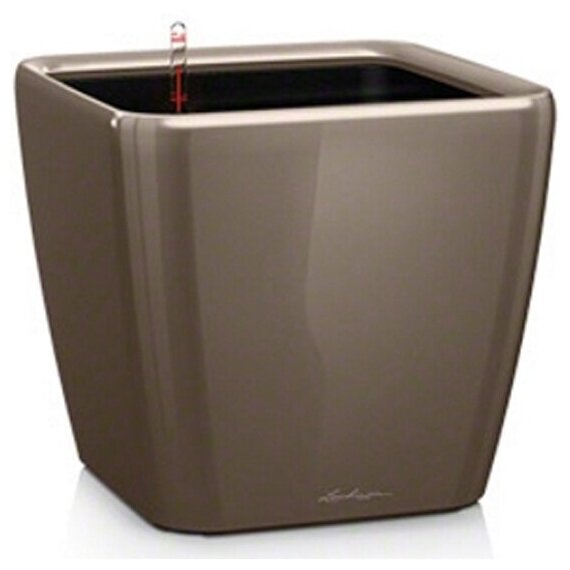 Кашпо с автополивом Lechuza QUADRO LS 28 Серо-Коричневое All-in-One Set 9л