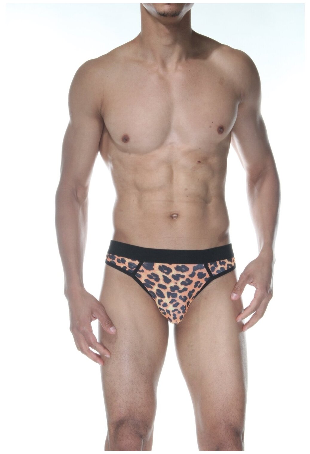 Мужские трусы стринги коричневые с леопардовым принтом Don Moris DM102156 M (46)