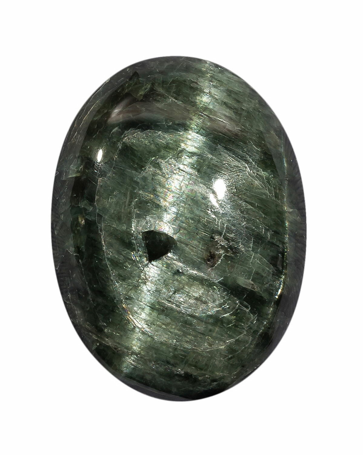 Кабошон актинолит 32х24х6 мм.