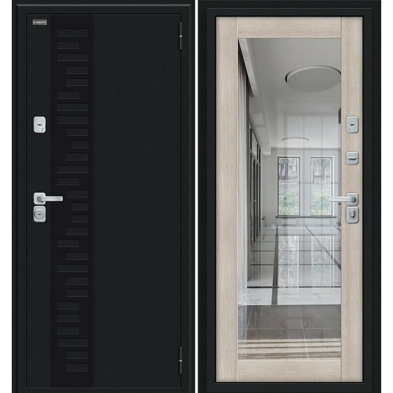 Thermo Флэш Декор-2 Букле черное Cappuccino Veralinga, входная дверь