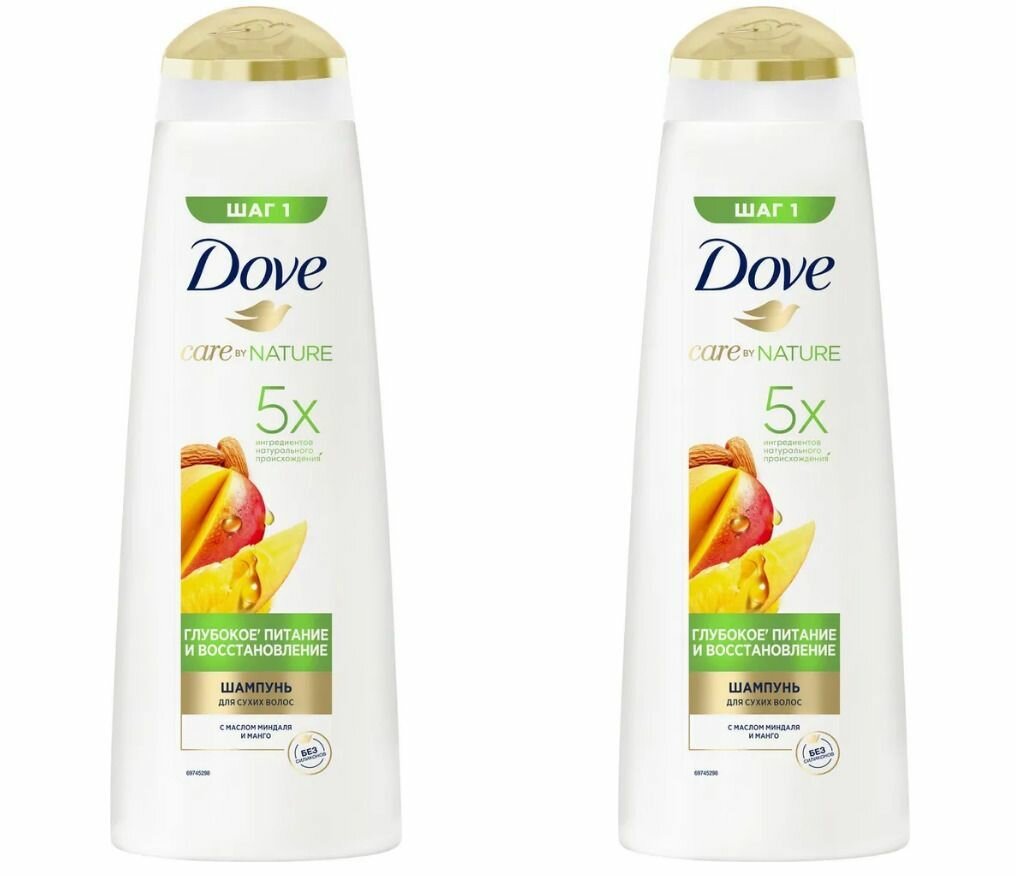 Dove Шампунь Глубокое питание и восстановление, с ароматом Манго, 380 мл, 2 шт
