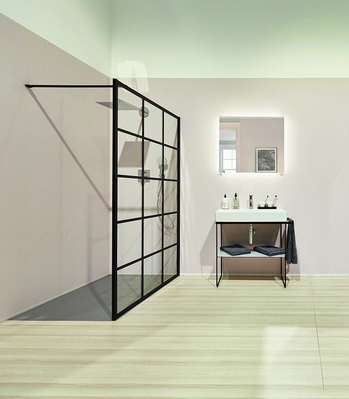 Душевое ограждение Kermi WALK-IN Dark Edition 120x200 XD WW2 12020 3PK черный профиль, прозрачное стекло Kermiclean